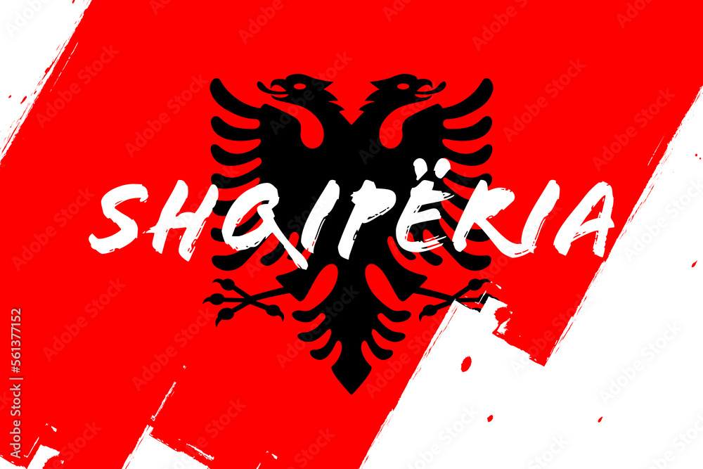 "Flamuri i Shqipërisë" - Flag of Albania, banner with grunge texture ...