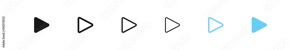 Play button icon. Video and audio player symbols. Start signs ...