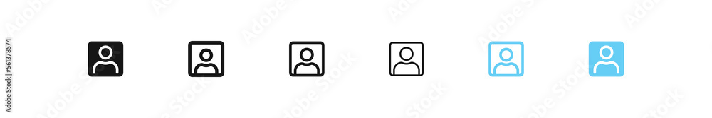 User icon. Avatar in the square symbol. Profile signs. Default account ...