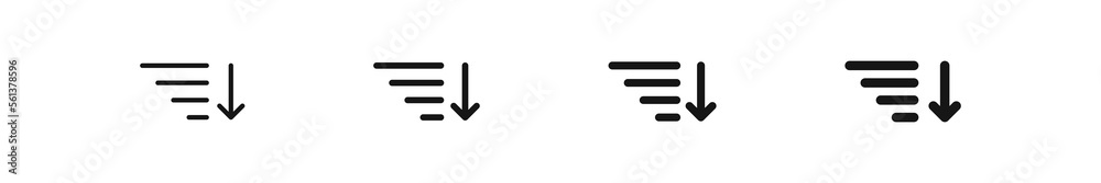 Sort text icon. Filter symbol. Arrow down signs. Document sorting ...