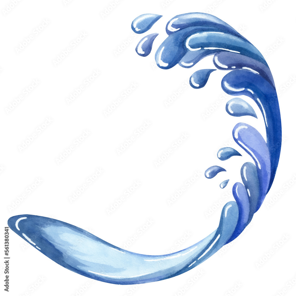 Wave, splashing blue water. Design element. Songkran festival in ...