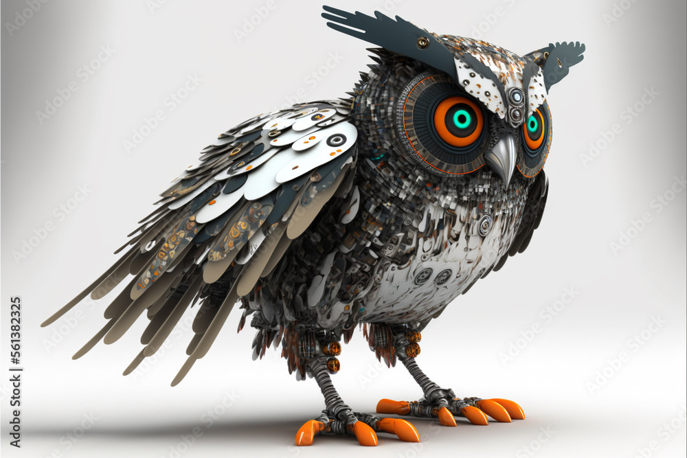 Cyborg Owl - Generative AI Stock Illustration | Adobe Stock