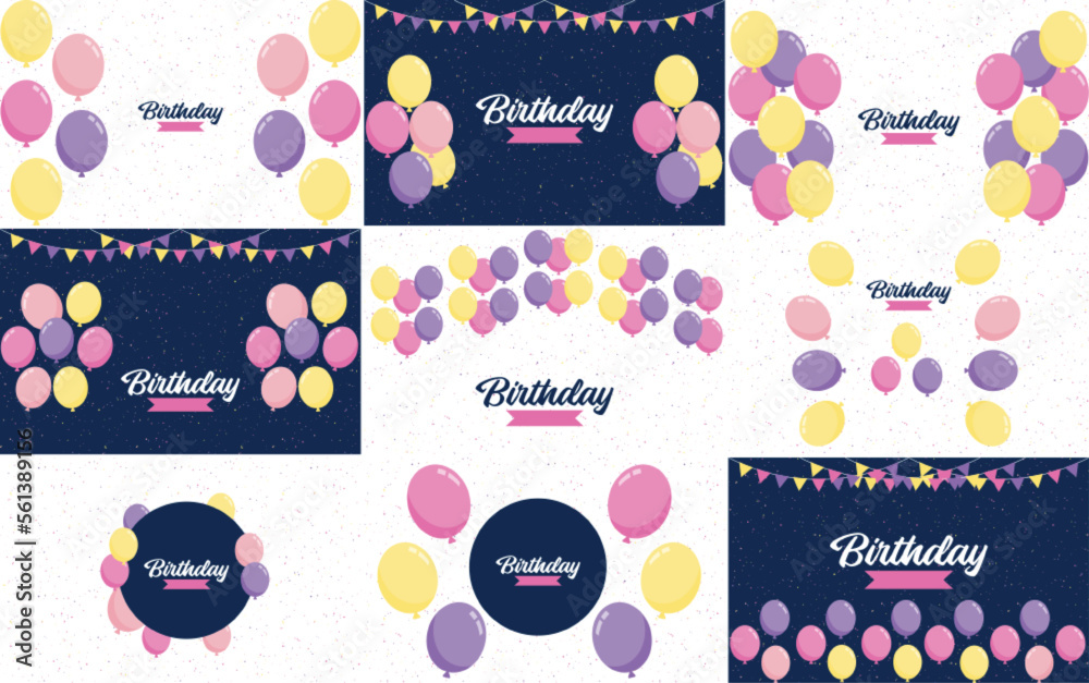 Happy Birthday design with a pastel color scheme and a hand-drawn cake ...