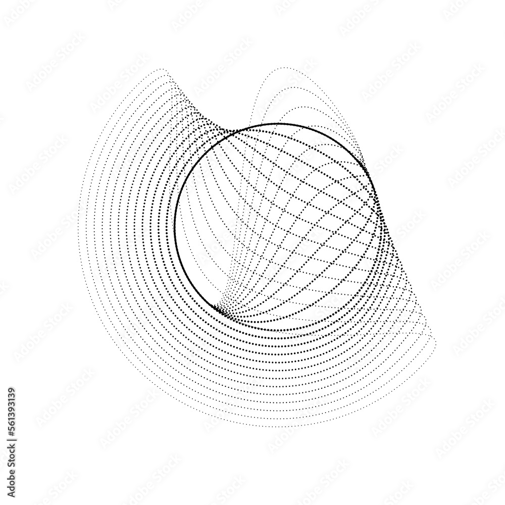 Abstract black oval dotted lines in circle form. Vector rotating ...