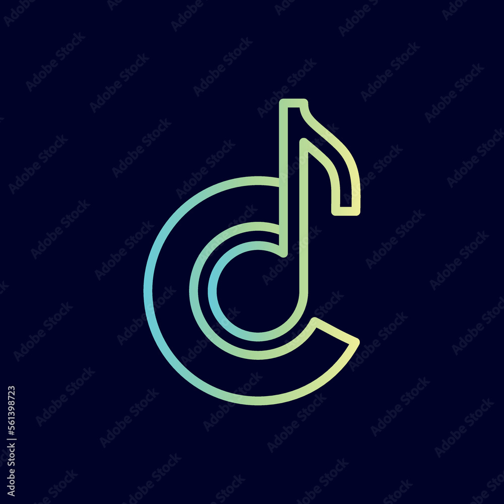 music note logo design brand letter C Stock Vector | Adobe Stock