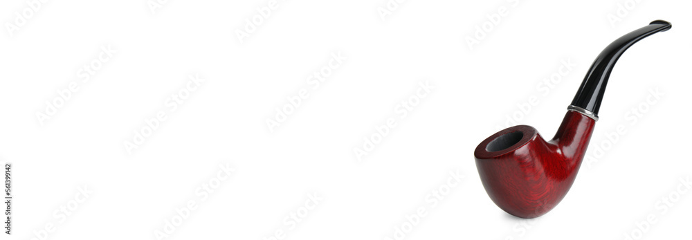 Classic smoking pipe on white background. Banner design Stock Photo ...