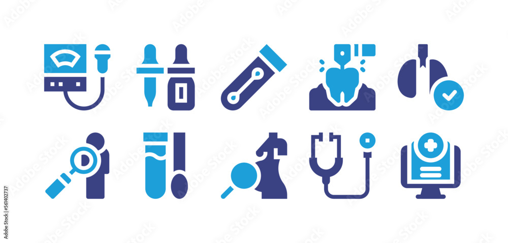 Health checkup icon set. Duotone color. Vector illustration. Containing ...