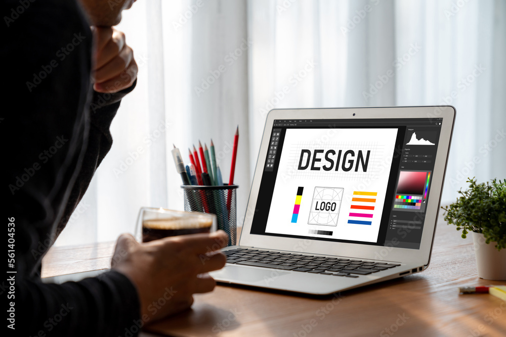 Foto de Graphic designer software for modern design of web page and ...