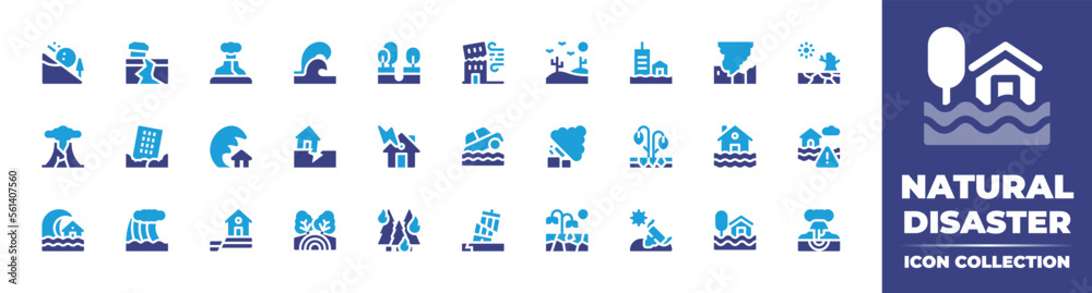 Natural disaster icon collection. Duotone color. Vector illustration ...
