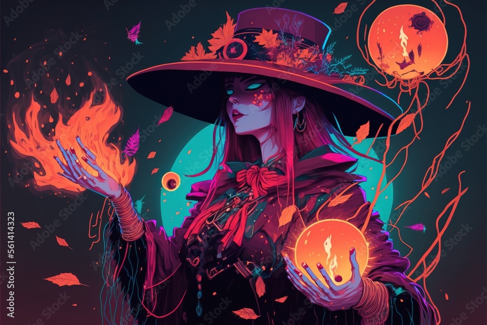 Little girl with magic powers. A girl using the magic in her hand to ...