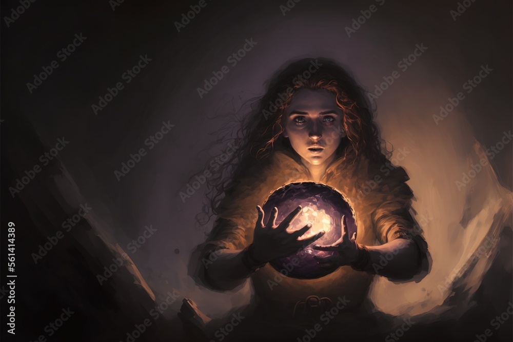 Little girl with magic powers. A girl using the magic in her hand to ...