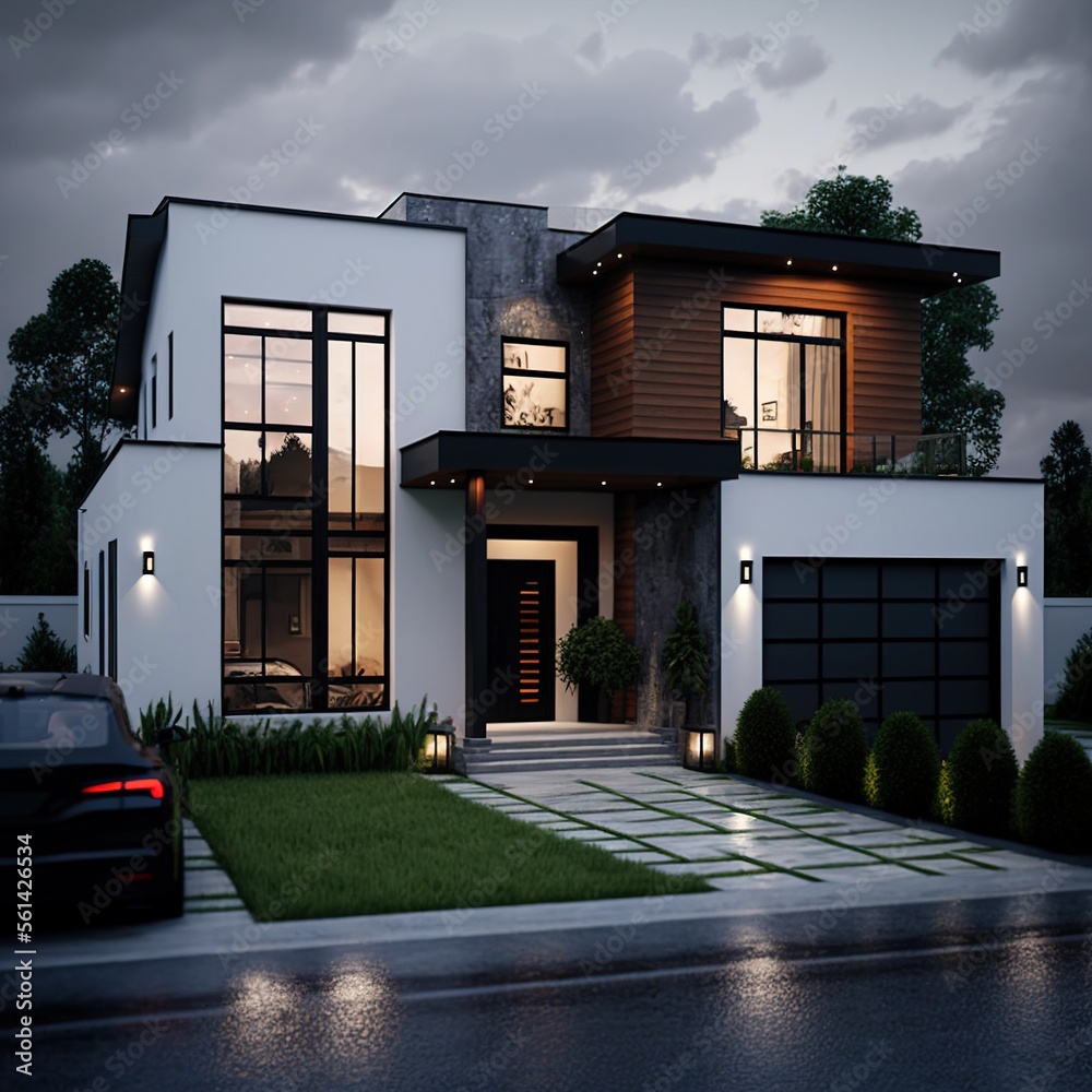 5 bed compact modern house exterior plan, AI assisted finalized in ...