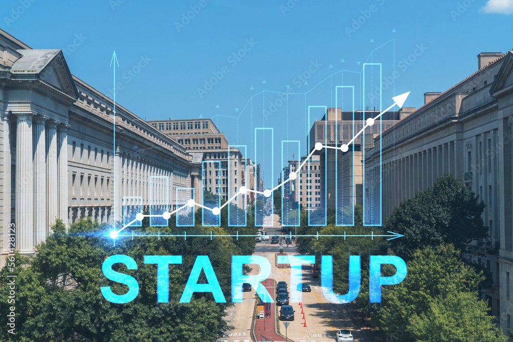 City view of iconic buildings in Washington DC, USA. Political core ...