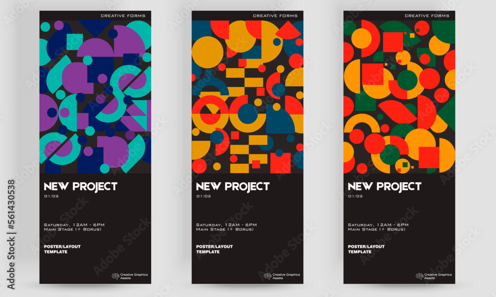 Ticket vector template layout with abstract vector geometric shapes ...