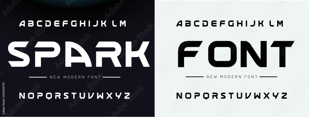 SPARK Sports minimal tech font letter set. Luxury vector typeface for ...