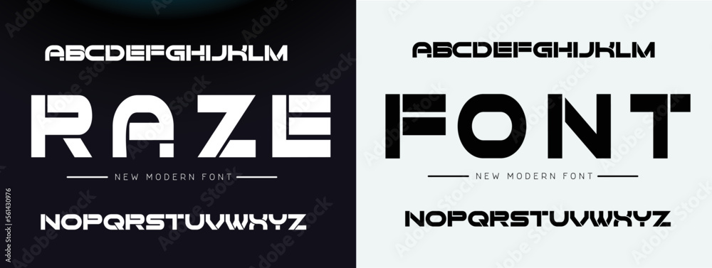 RAZE Sports minimal tech font letter set. Luxury vector typeface for ...