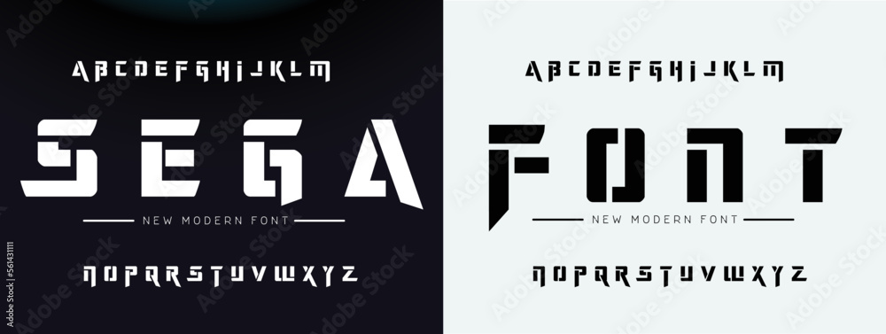 SEGA Sports minimal tech font letter set. Luxury vector typeface for ...