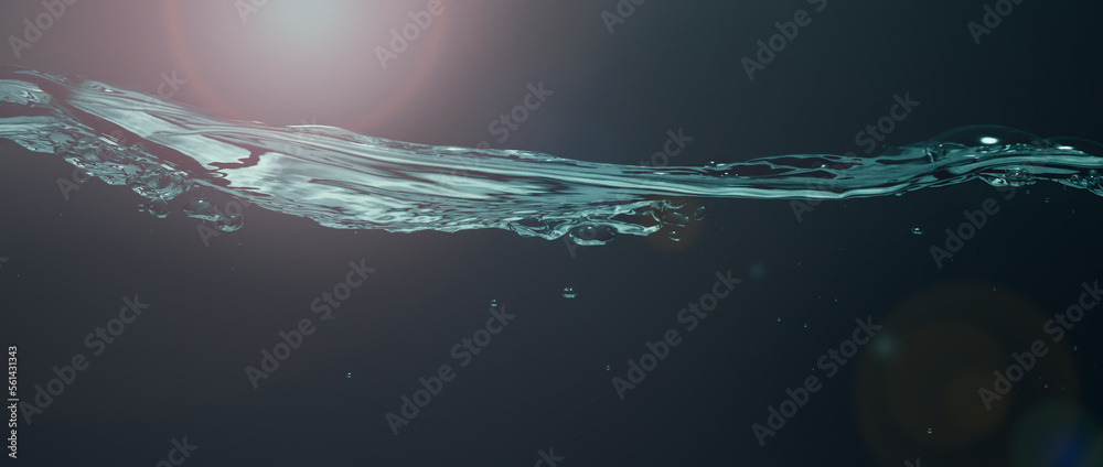 Liquid suface line between underwater and above water with black ...