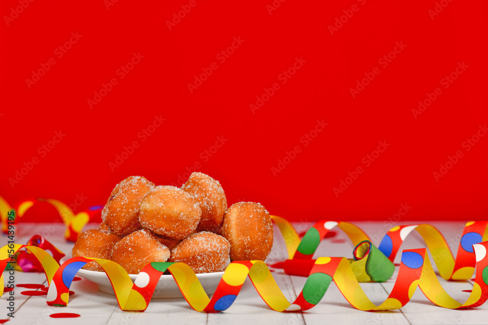 Small German traditional 'Berliner Pfannkuchen', a donut without hole ...