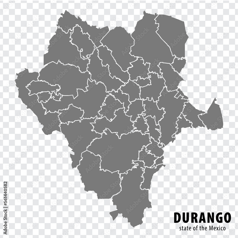 State Durango of Mexico map on transparent background. Blank map of ...