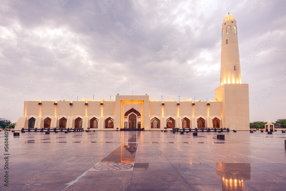 Beautiful mosque calls for prayer to all the followers of islam close ...