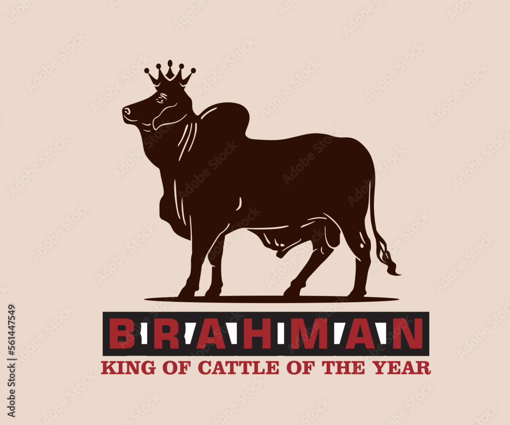 BRAHMAN CATTLE LOGO, silhouette of bull king standing vector ...