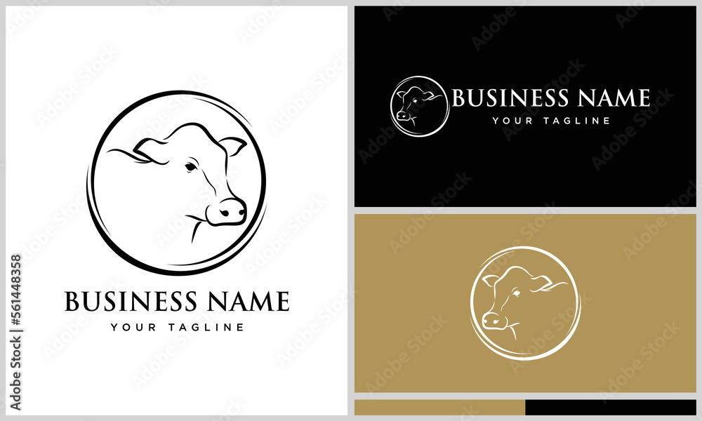 line art cow logo template Stock Vector | Adobe Stock