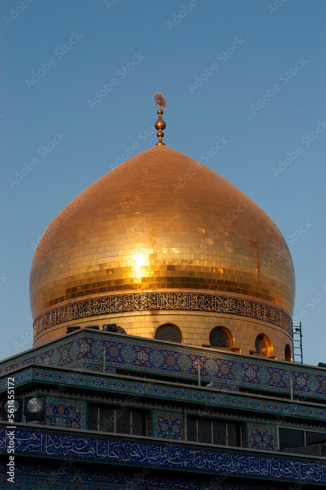 The gold dome of the Sayyidah Zaynab Mosque..The mosque contains the ...