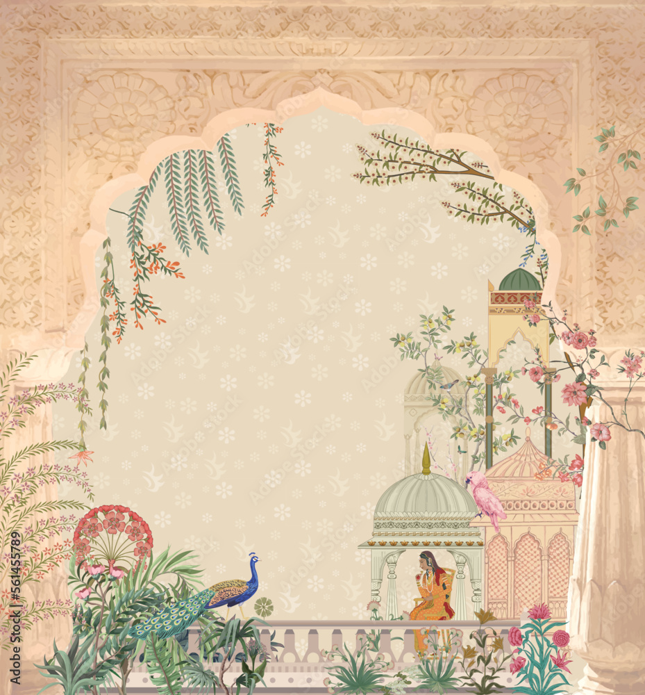 On X: Indian Peacock Indian Mughal Theme Wallpaper For , 42% OFF