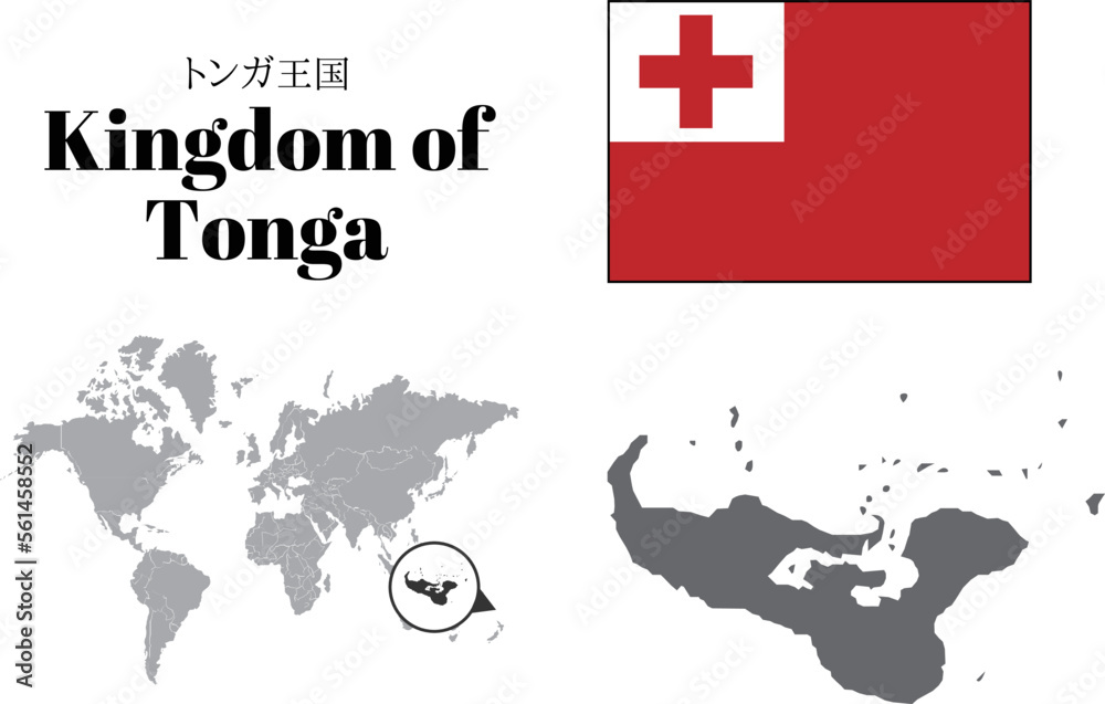 トンガ 国旗/地図/領土 素材庫向量圖 | Adobe Stock