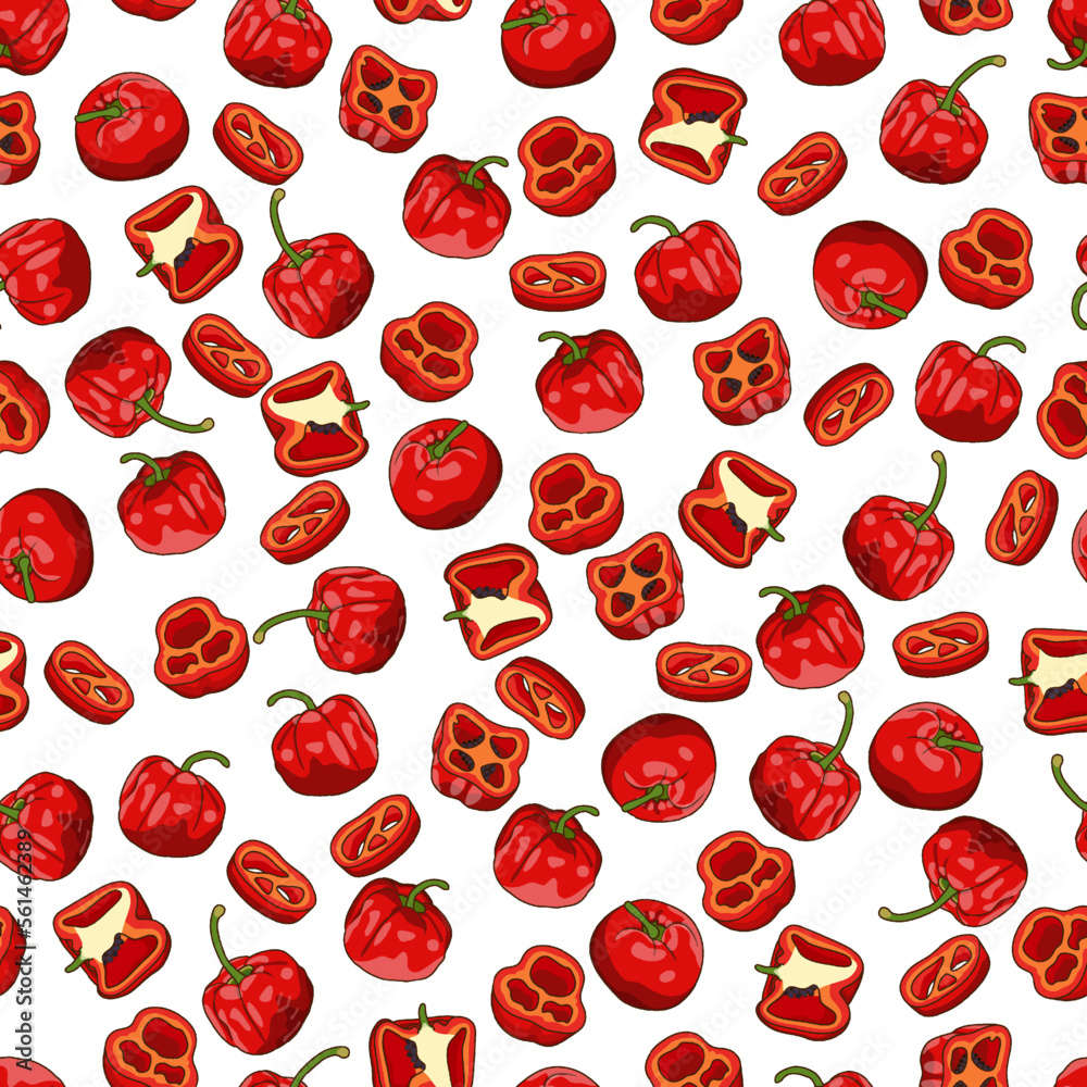 Seamless pattern with Rocoto peppers. Locoto peppers. Rocote peppers ...