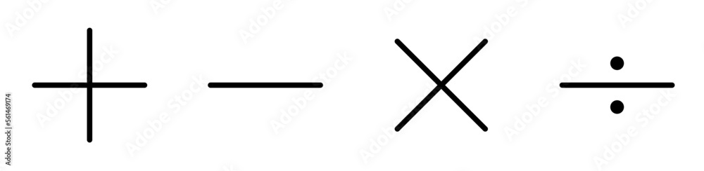 Basic math symbol, basic mathematics icon symbol Stock Vector | Adobe Stock