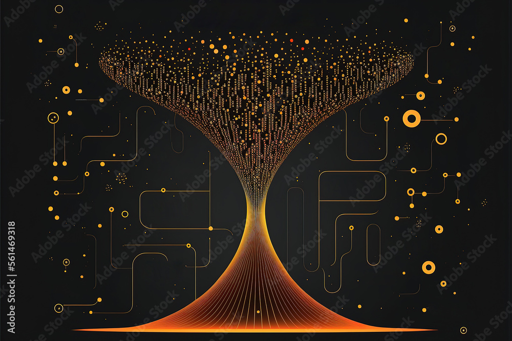 Big data vector background. Data funnel ai network. Generative AI Stock ...