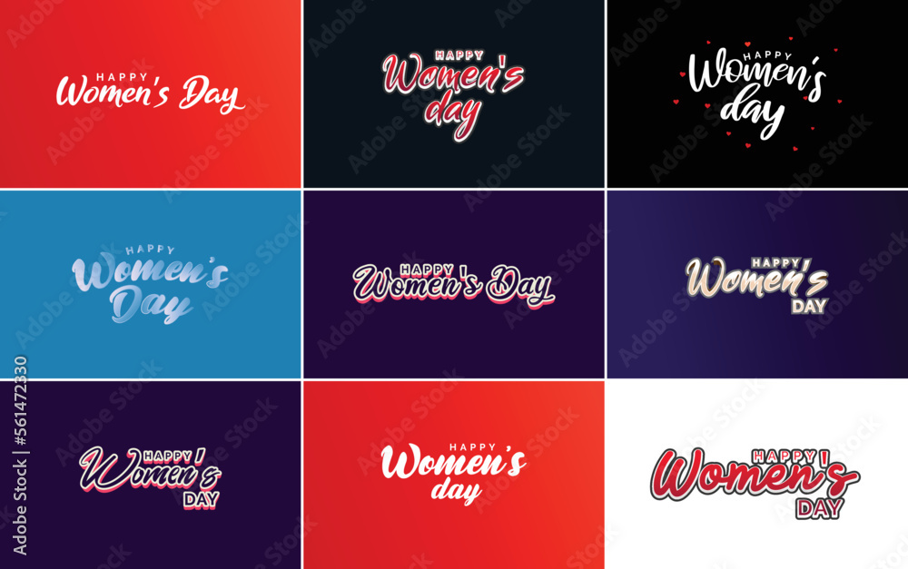 Set of Happy International Woman's Day signs. emblems. and vector ...