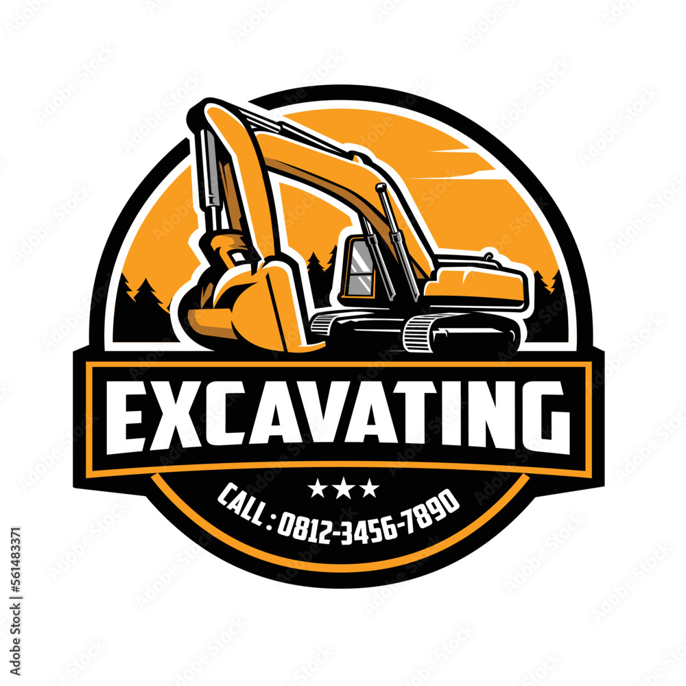 Excavating earth mover company logo template vector isolated Stock ...
