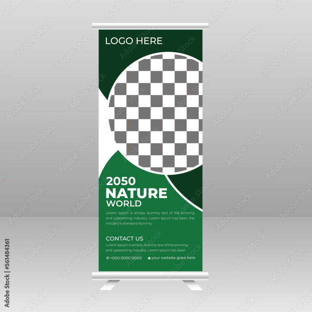 Green Nature Roll Up Banner Background Layout Template for Presentation ...
