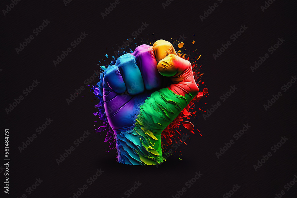 Generative AI illustration of closed colored fist Stock Illustration ...