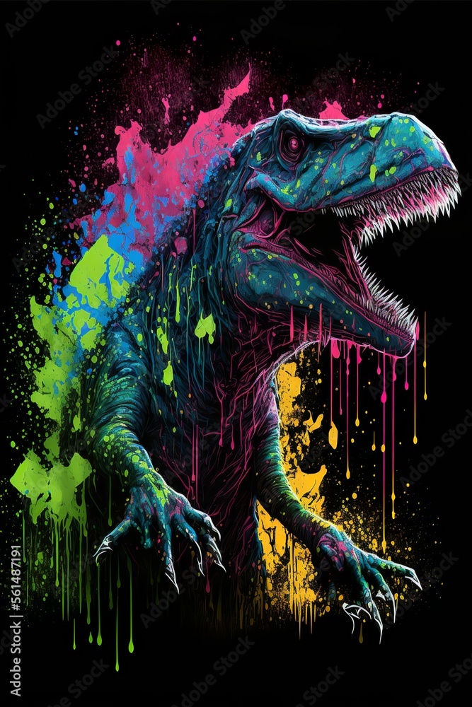 Painted animal with paint splash painting technique on colorful ...