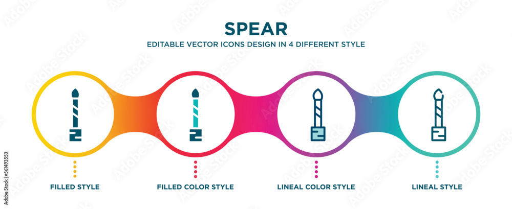 spear icon in 4 different styles such as filled, color, glyph, colorful ...