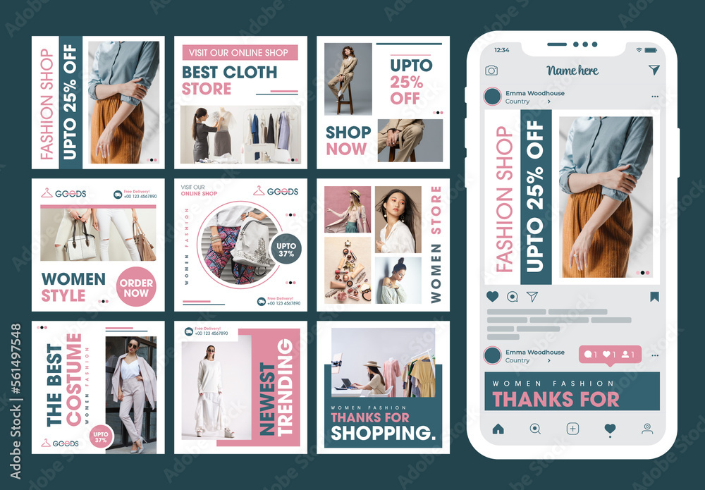 Women Fashion Shop Posts Stock Template | Adobe Stock