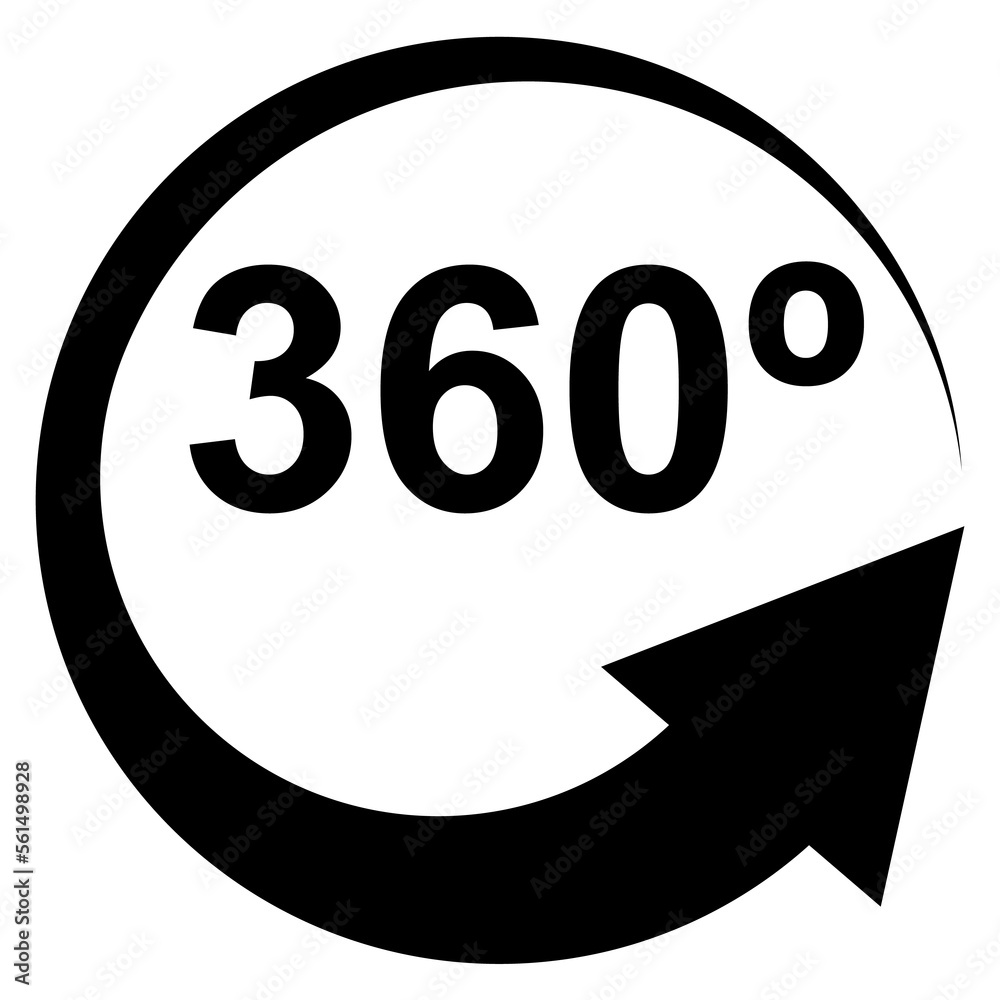 Icono ángulo de 360 grados. Silueta aislada de flecha circular Stock ...