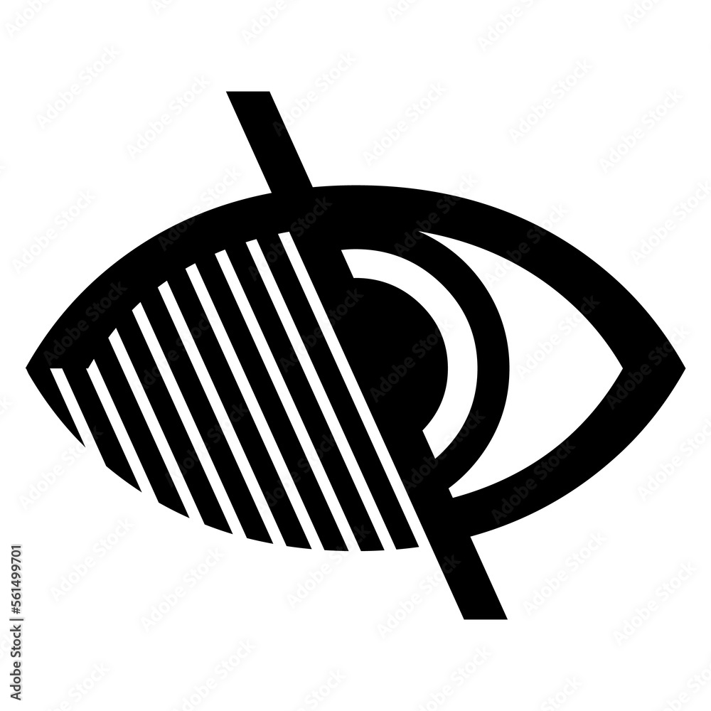 Símbolo Oculto Icono Aislado Con Silueta De Ojo Con Líneas Stock