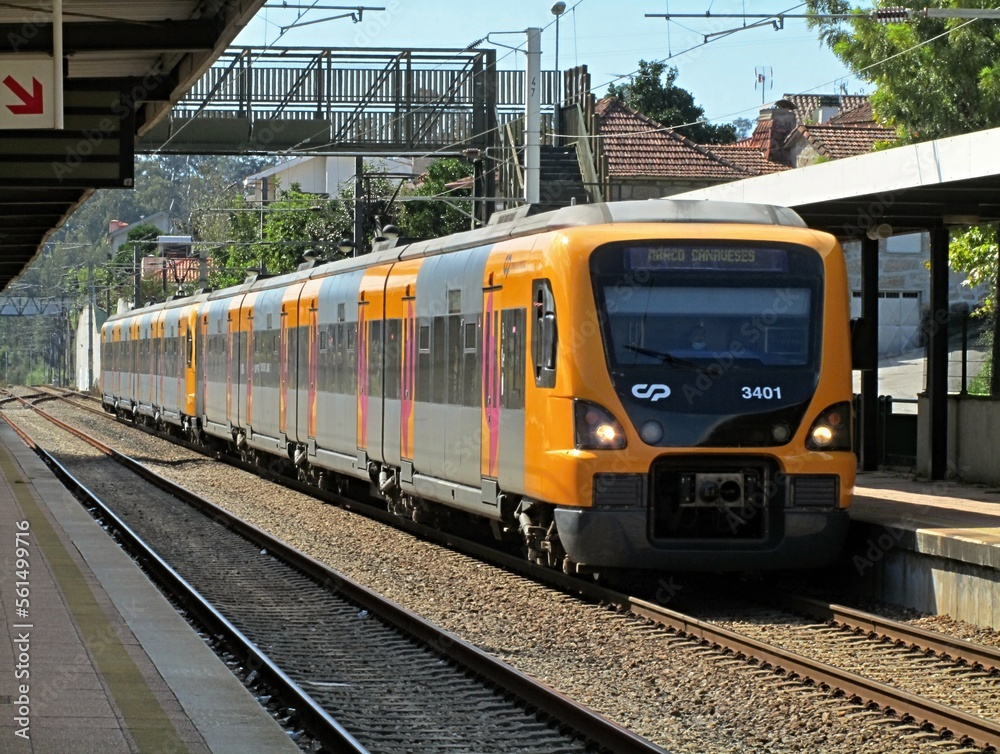 Typical regional Porto train urbano de CP - Portugal Stock Photo ...