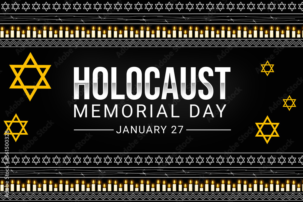 Remembrance of holocaust background in traditional border design with ...