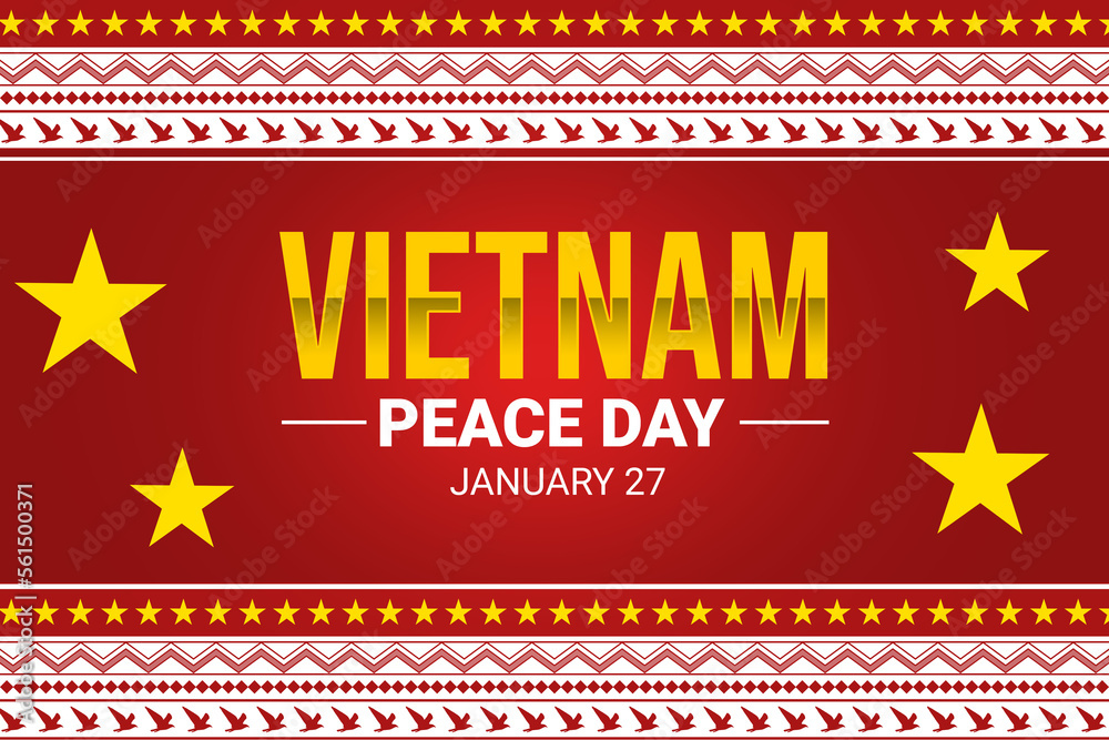 Vietnam peace day wallpaper with typography and traditional border ...