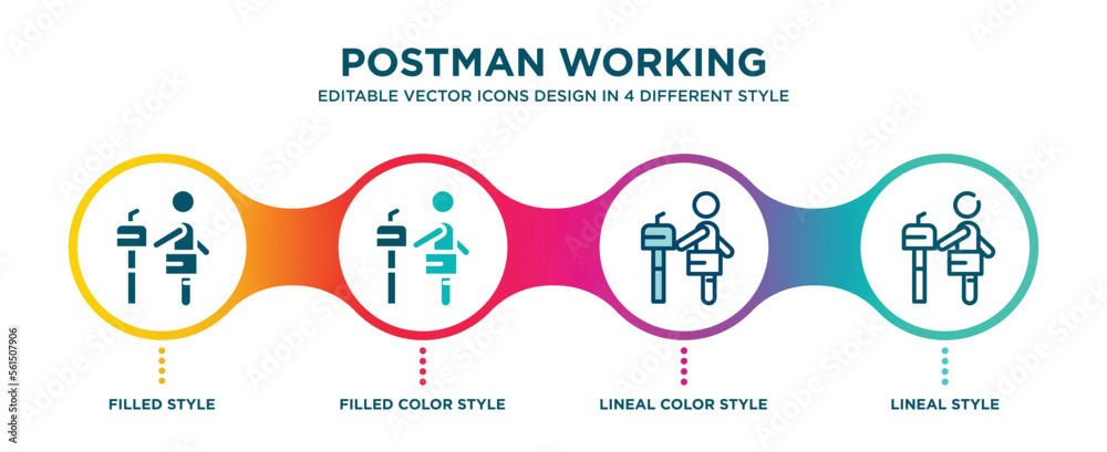 Vetor do Stock: postman working icon in 4 different styles such as ...