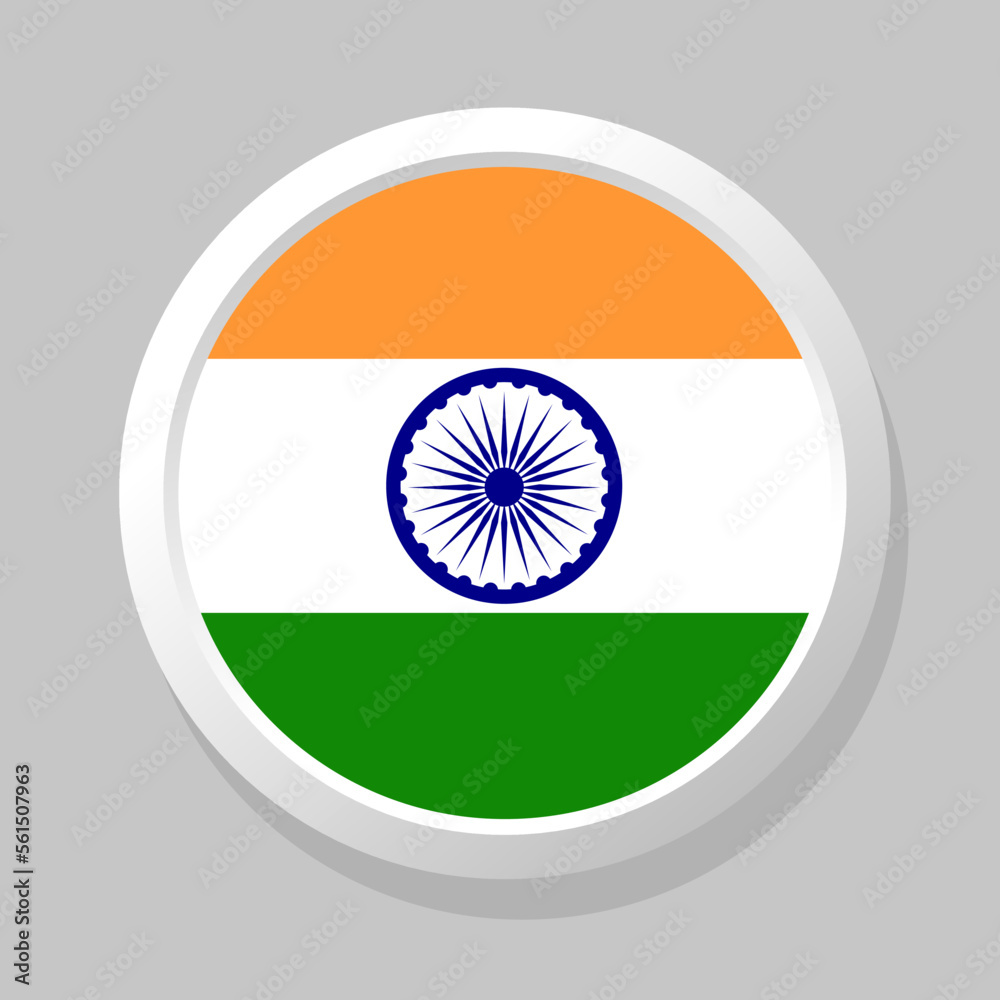 Vector India Flag Button Icon Modern. Flat vector illustration Stock ...