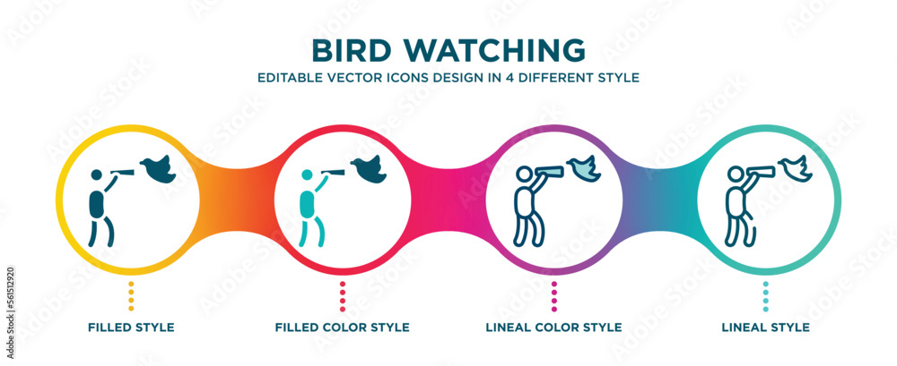 Vecteur Stock bird watching icon in 4 different styles such as filled ...