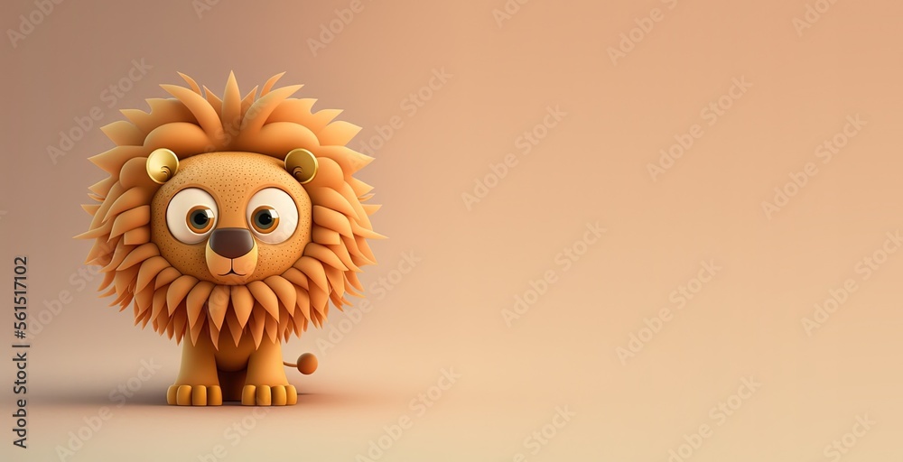 Cute Cartoon Lion Banner with Room for Copy (Generative AI) Stock ...