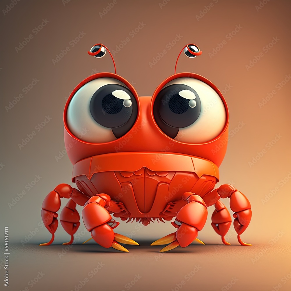 Cute Cartoon Crab Character (Generative AI) Stock Illustration | Adobe ...